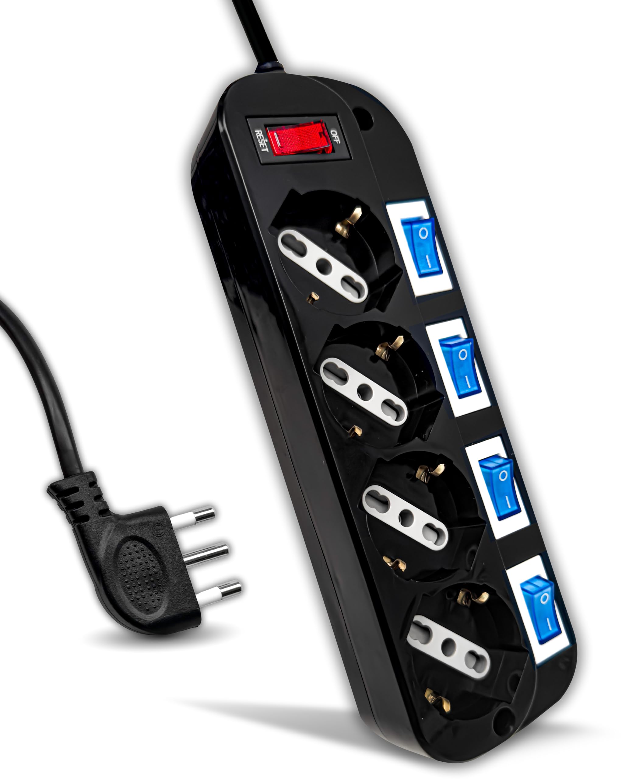 V-TAC Multipresa Elettrica Nera con Interruttori Indipendenti - 4 Prese ...