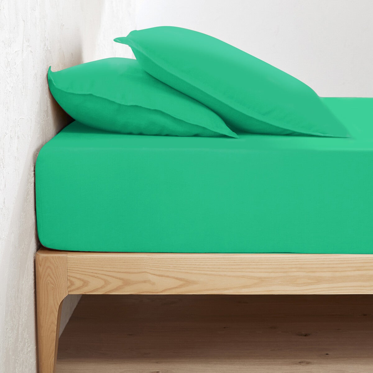 Drap housse lin lavé, bonnet 35 cm, Linot - Menthe - 180 x 200 cm ...