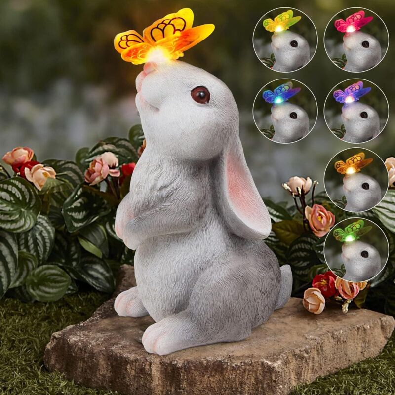 [Regalos de Pascua] Conejito de Pascua con luces solares - Escultura de ...
