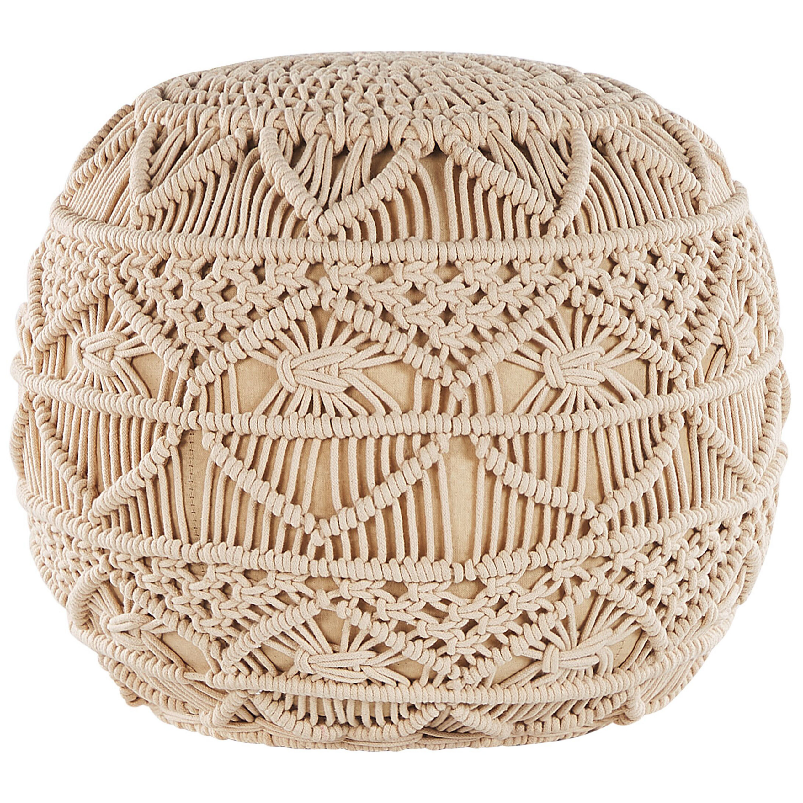 Pouf Macramé KAYSERI Coton Beige 40 cm 40 cm 40 cm | Leroy Merlin