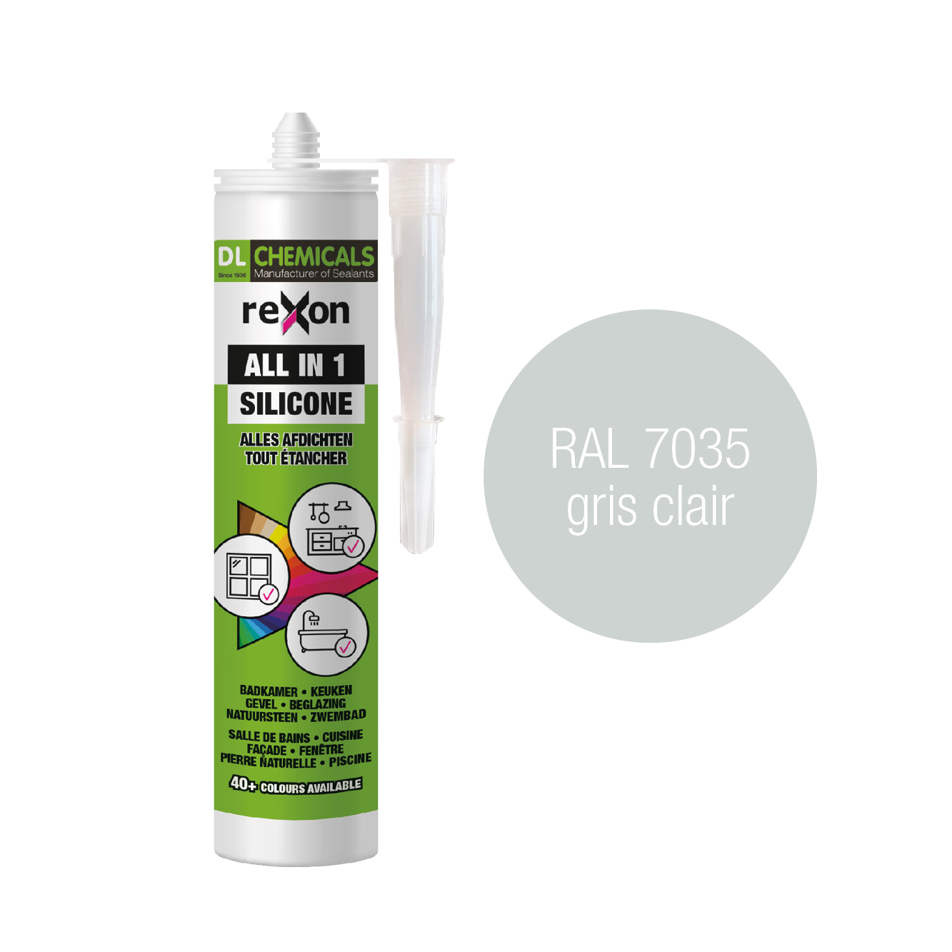 Sigillante silicone neutro REXON Universale Grigio chiaro RAL7035 290ml ...