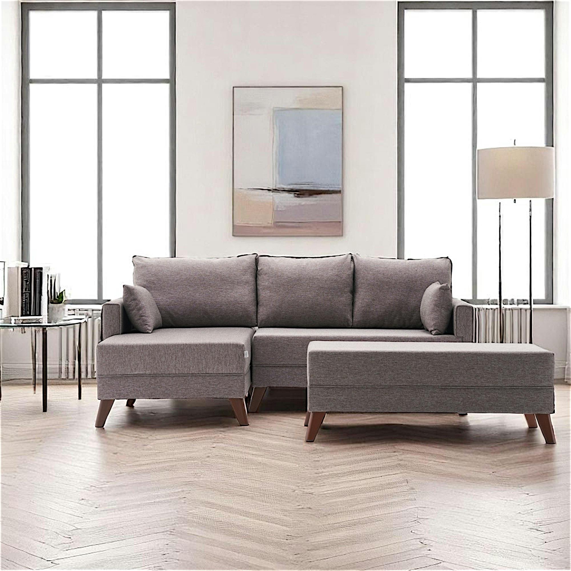 Canapé d'angle convertible taupe - côté gauche SPLIT | Leroy Merlin