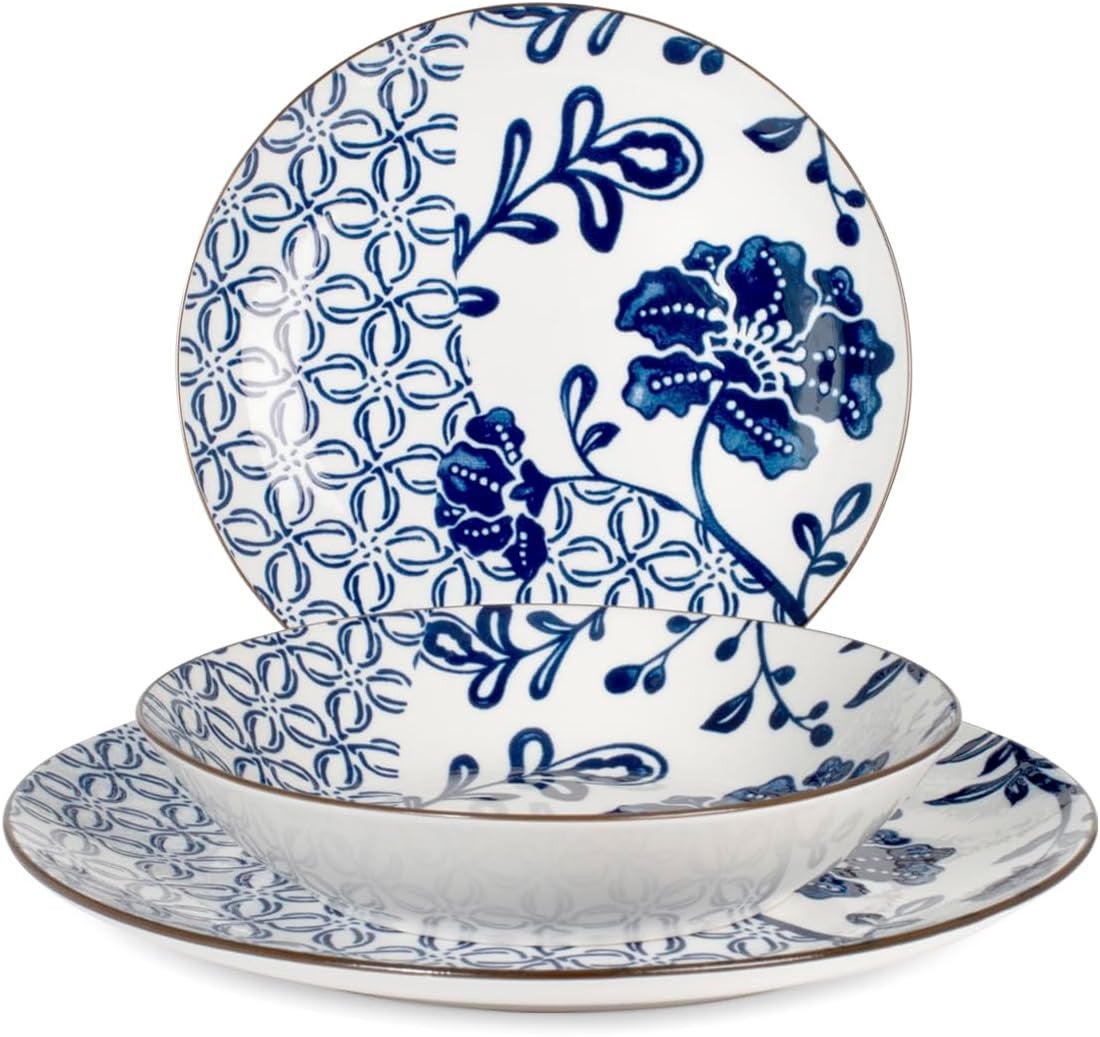 VAJILLA 18 PZAS PORCELANA DECORADA MARCA H&H | Leroy Merlin