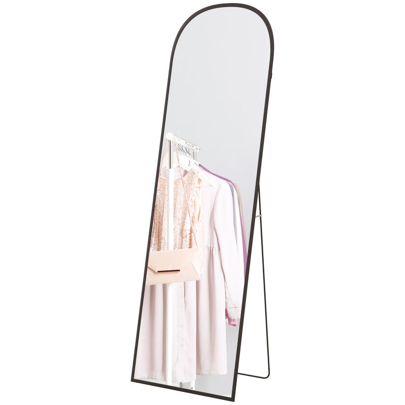 Miroir sur pied rectangulaire arrondi cadre en aluminium avec support ...