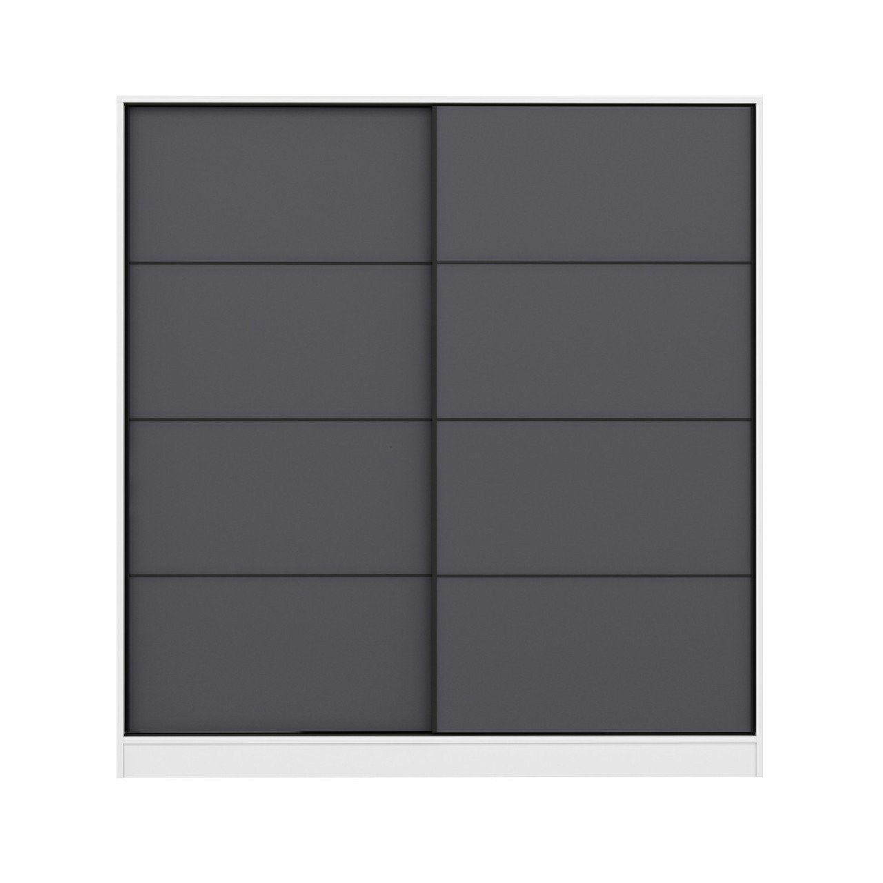Dressing Carina Blanc L180xH190cm avec 2 portes coulissantes Anthracite ...