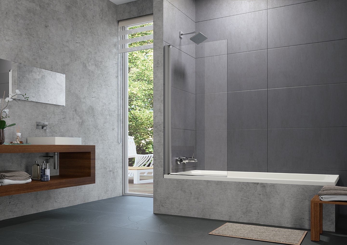 HÜPPE Design pure Pare-bain, 1 élément, largeur 750mm, hauteur 1500mm ...