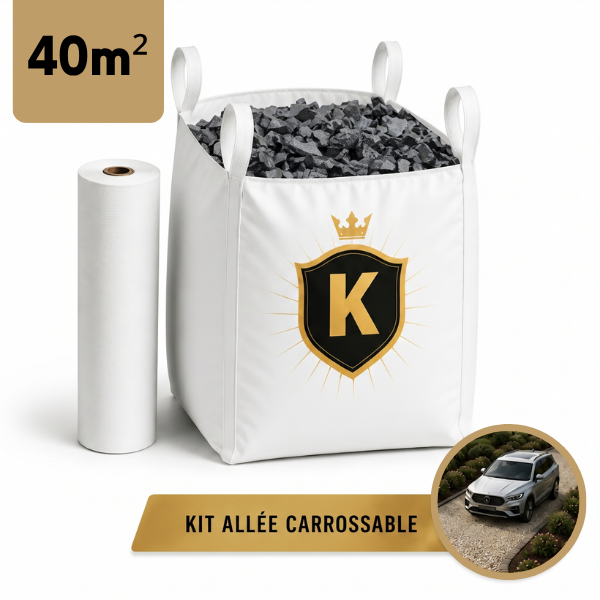 Kit allée carrossable Gravier Noir basalt 6/14 - 40 m² | Leroy Merlin