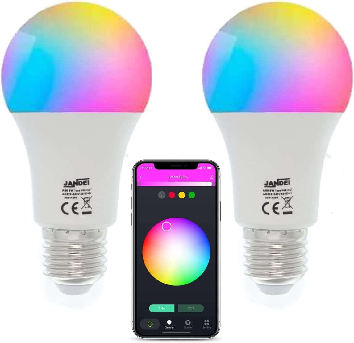 Inteligentna żarówka LED A60 E27, 9W, sterowanie WIFI, ściemnianie RGB ...