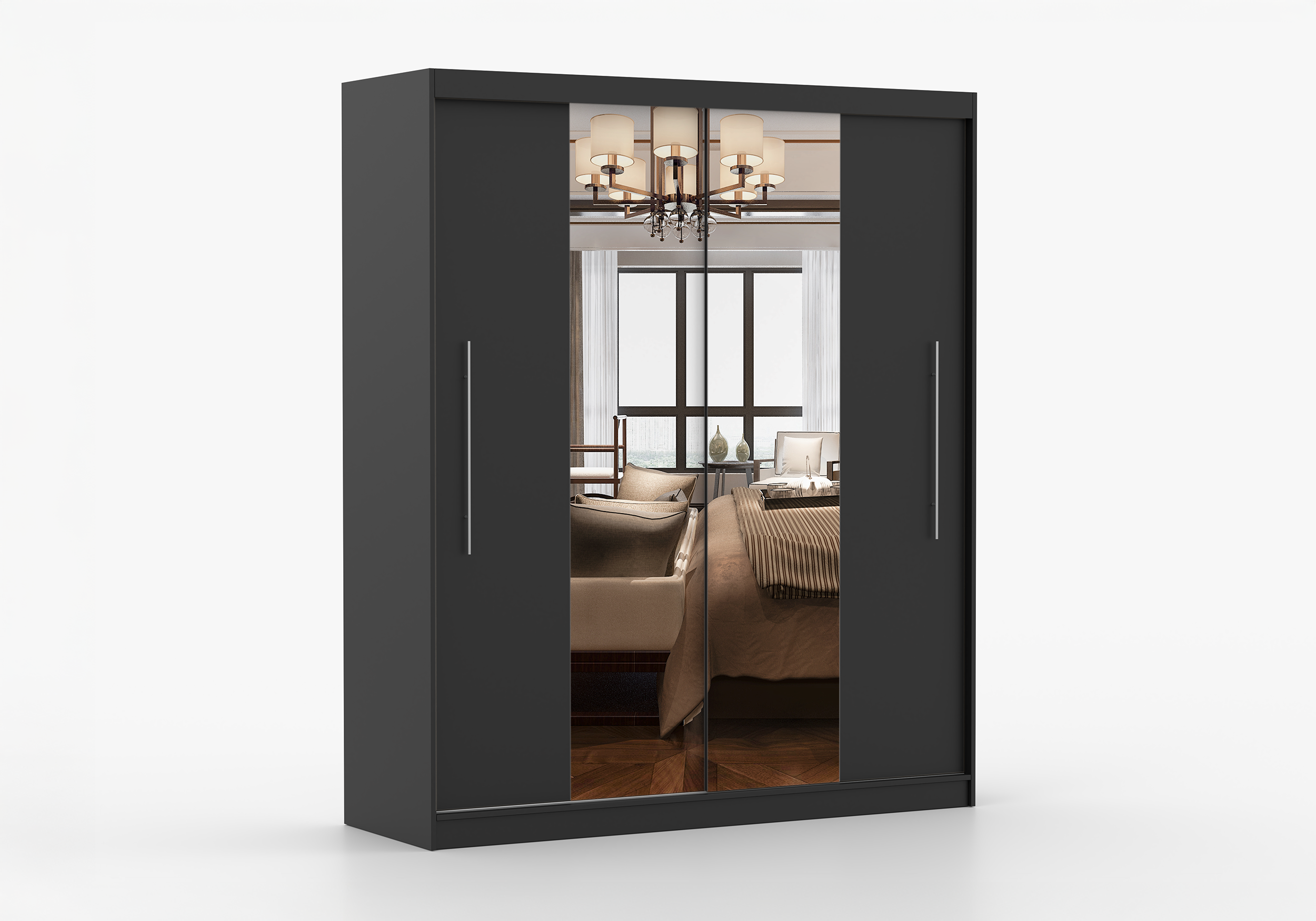 Armoire Eireen I 203 cm avec miroir - Noir | Leroy Merlin