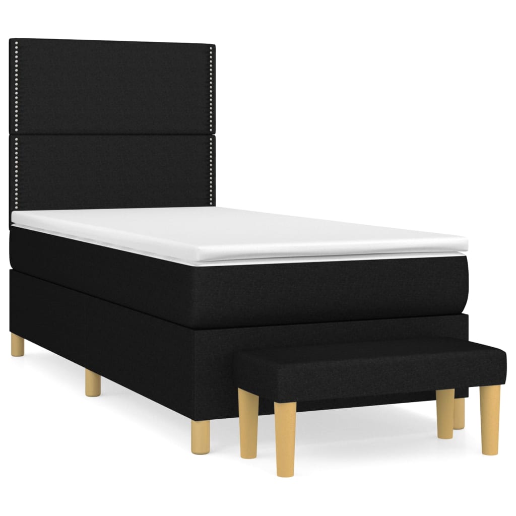 Cama box spring con colchón tela negro 100x200 cm | Leroy Merlin