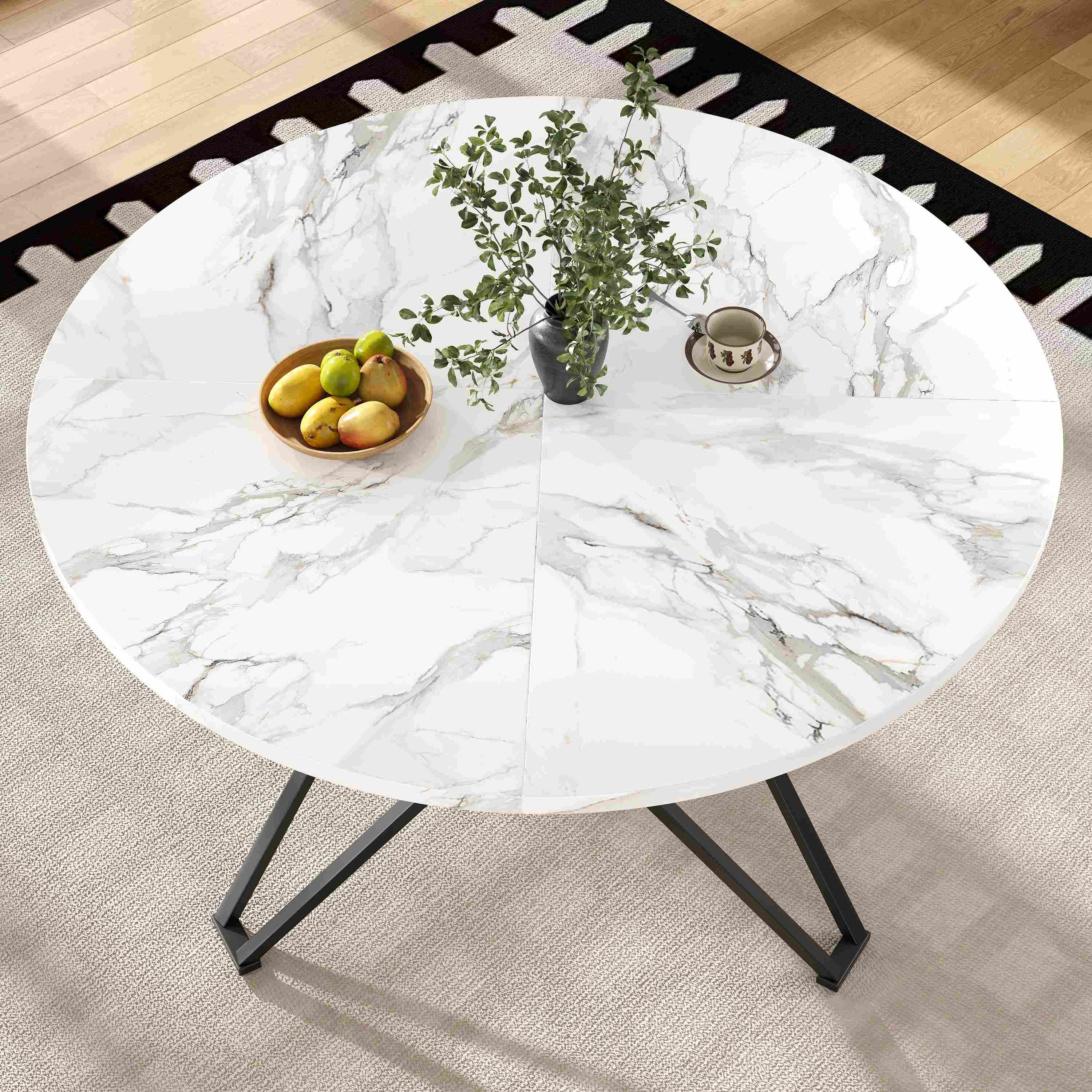 Table ronde 100x100x76 cm - Table de cuisine, table basse pour 4 ...