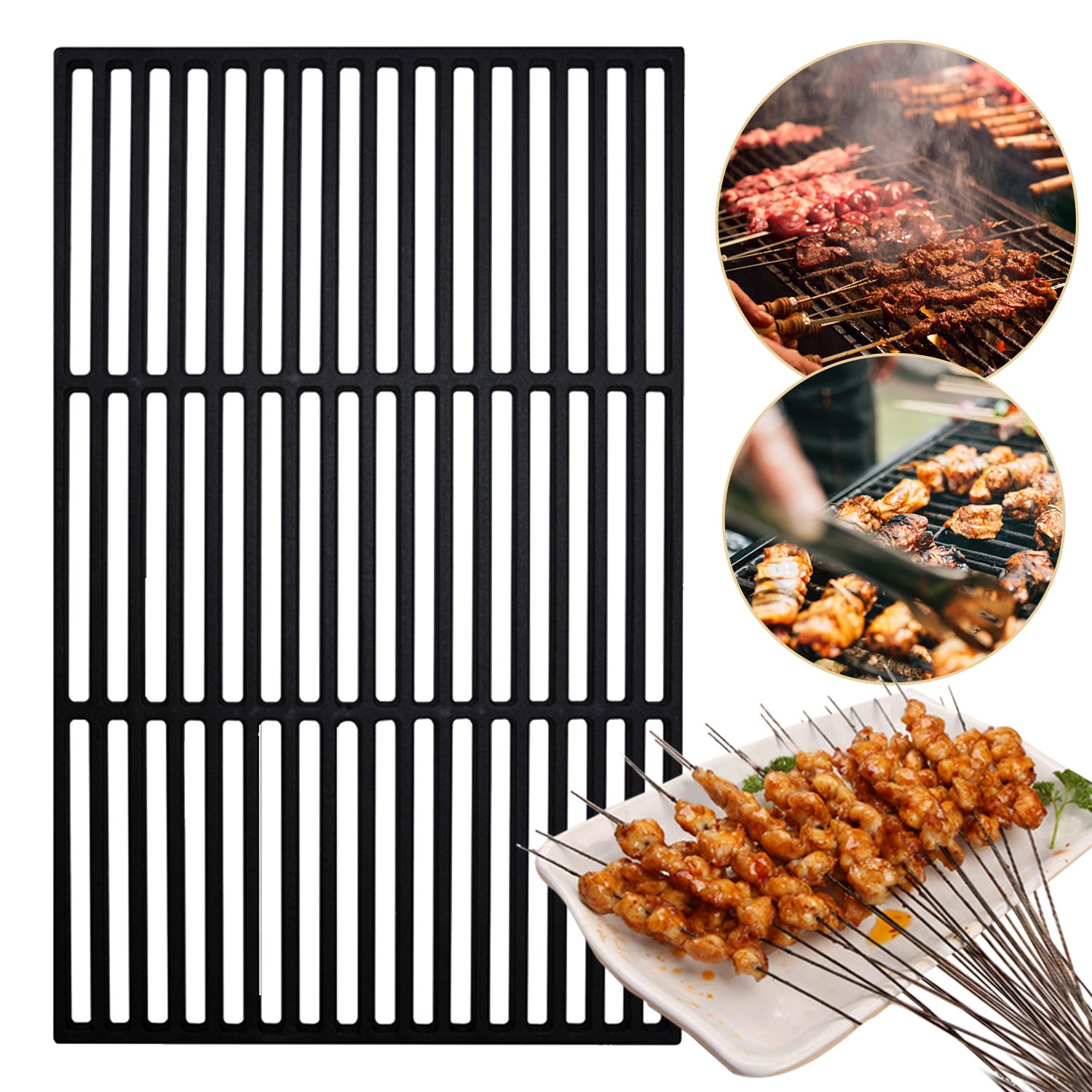 Grille de barbecue carrée en fonte émaillée 60x40cm Pour barbecue à gaz ...