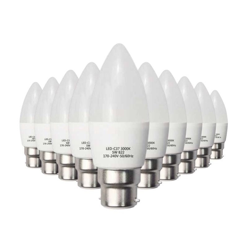Ampoule B22 LED 6W 220V C37 180° - Pack de 10 / Blanc Froid 6000K ...