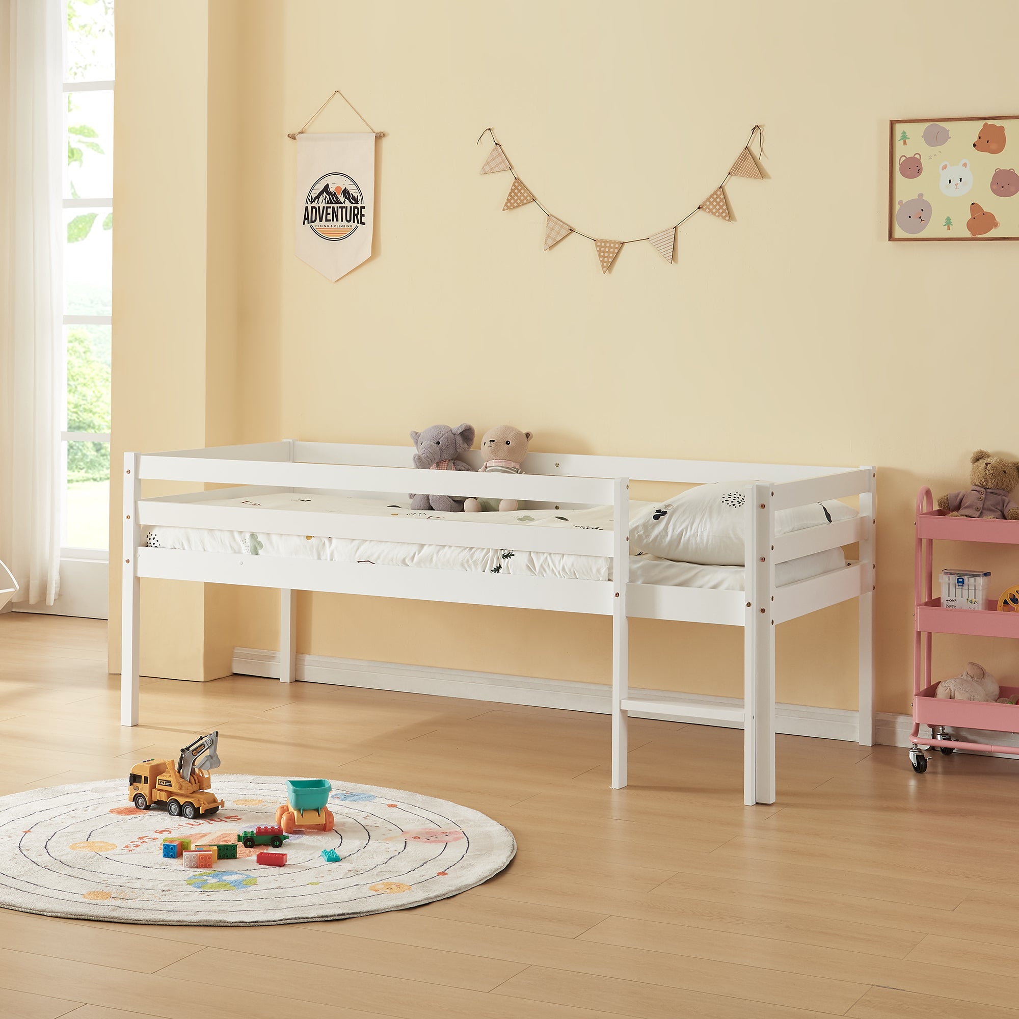 Cama elevada para niños Siikalatva madera de pino 90 x 200 cm - Blanco ...