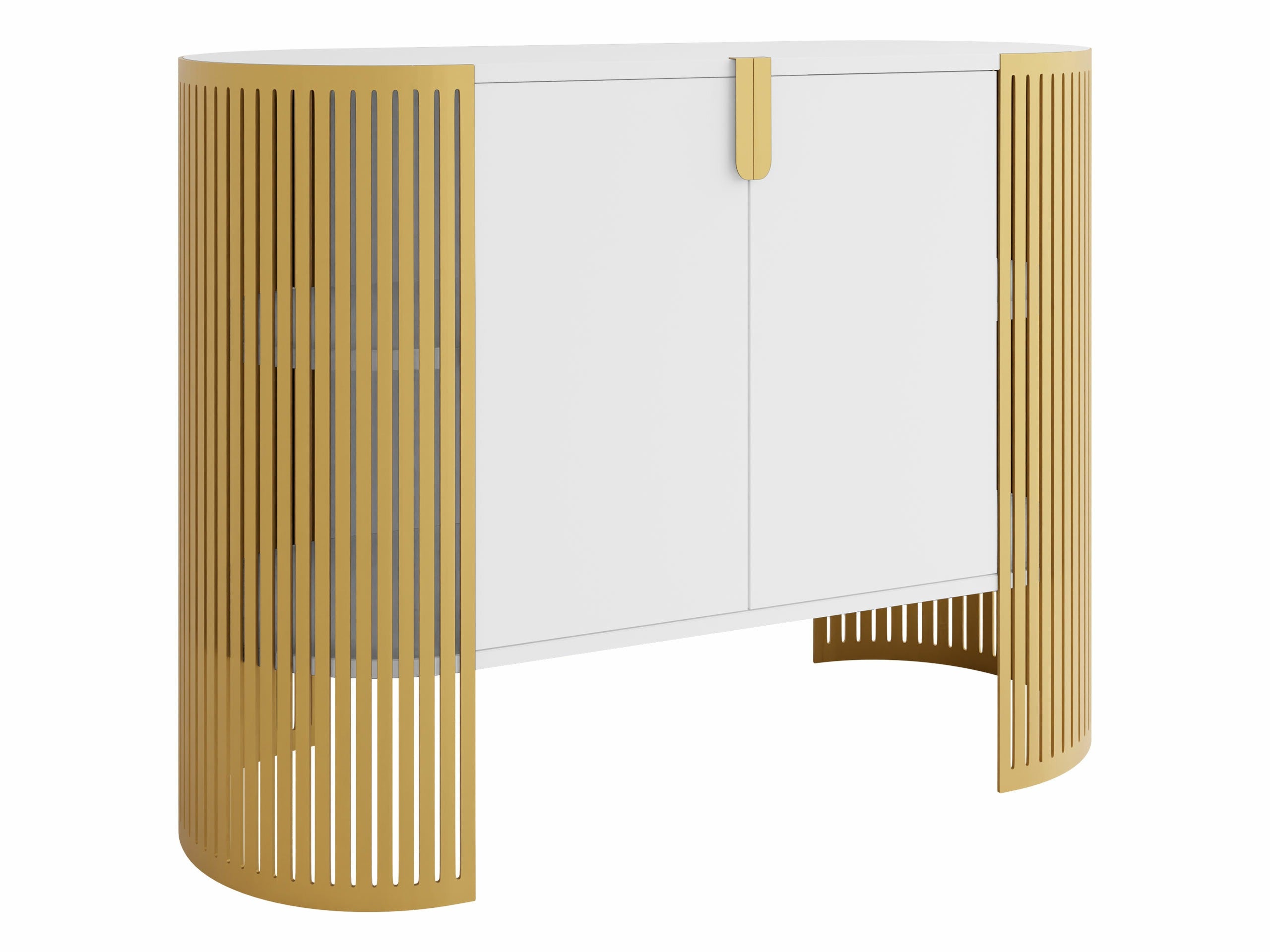 Buffet Civer II, Blanc, Doré, 90x120x40cm, Stratifié, Métal | Leroy Merlin