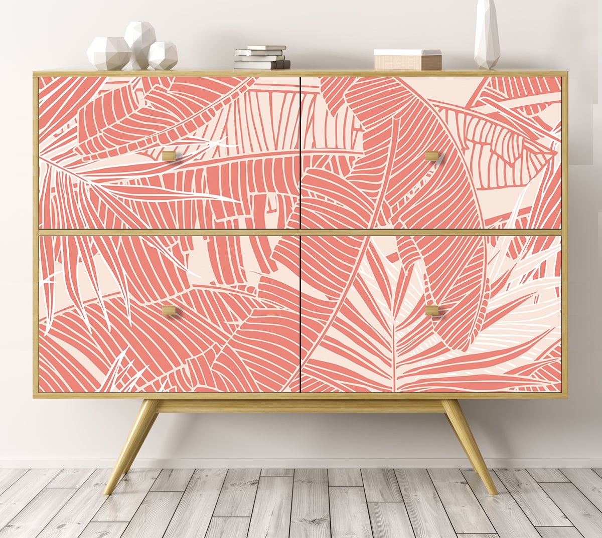 Rollo sticker Hojas coral 80x210 cm | Leroy Merlin