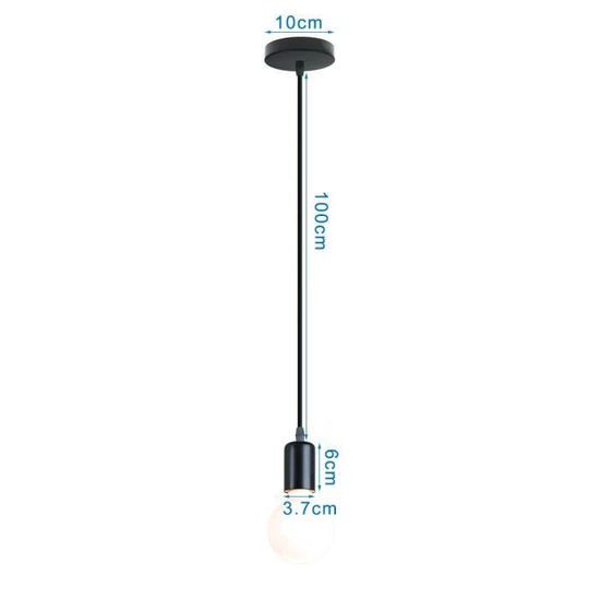 COUNT 1pcs Lustre Suspension Noir Rétro Industrielle - en Métal - Style ...