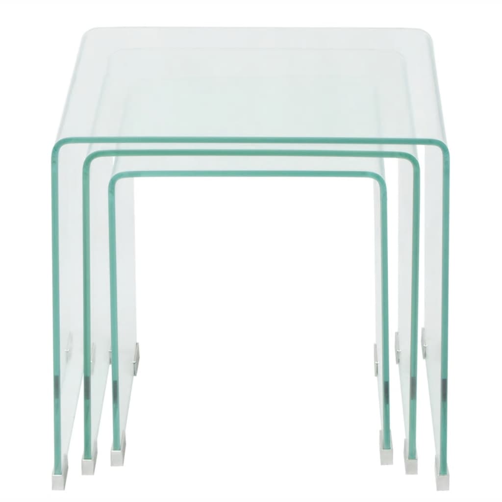 Ensemble de Tables gigognes | Tables d'appoint | Table basse 3 Pièces Verre trempé Transparent ...