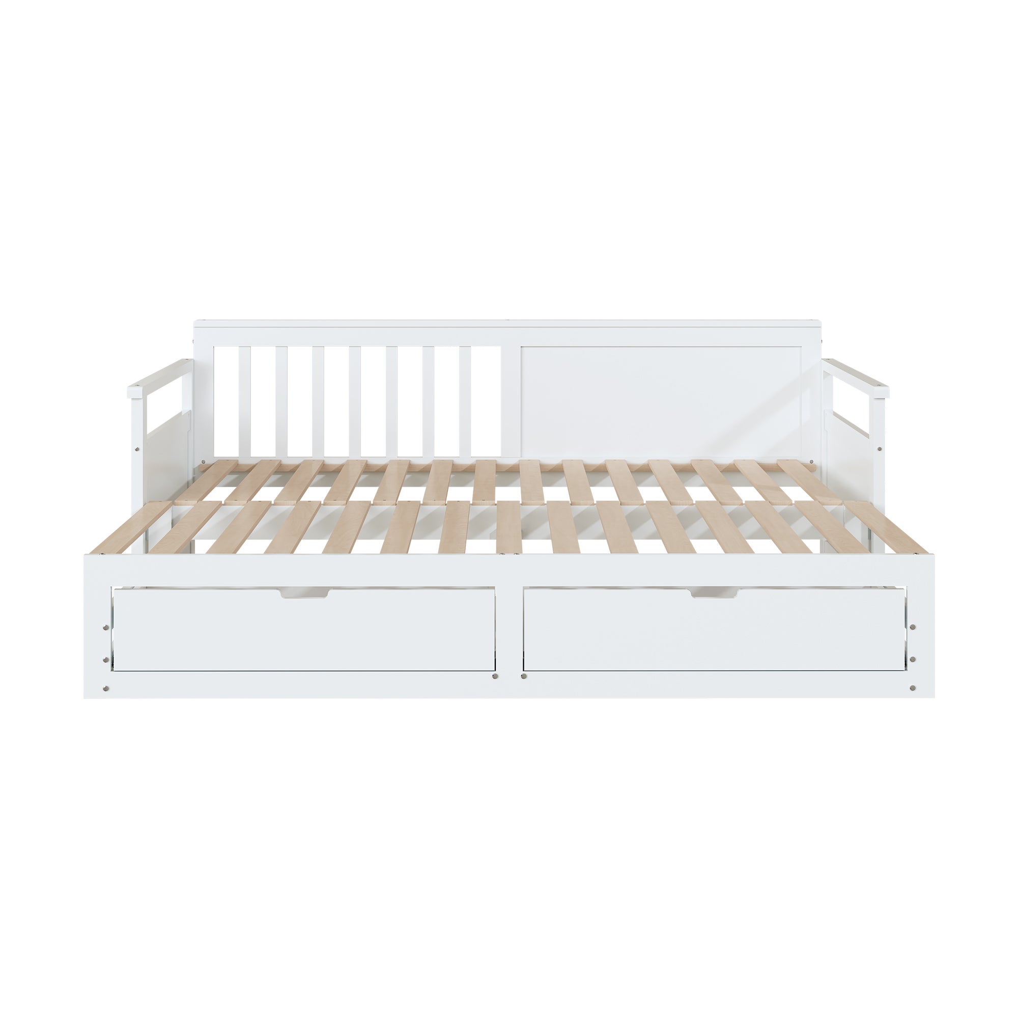 Lit gigogne 90 x 190 cm/180 x 190 cm avec 2 tiroirs - bois massif - blanc | Leroy Merlin