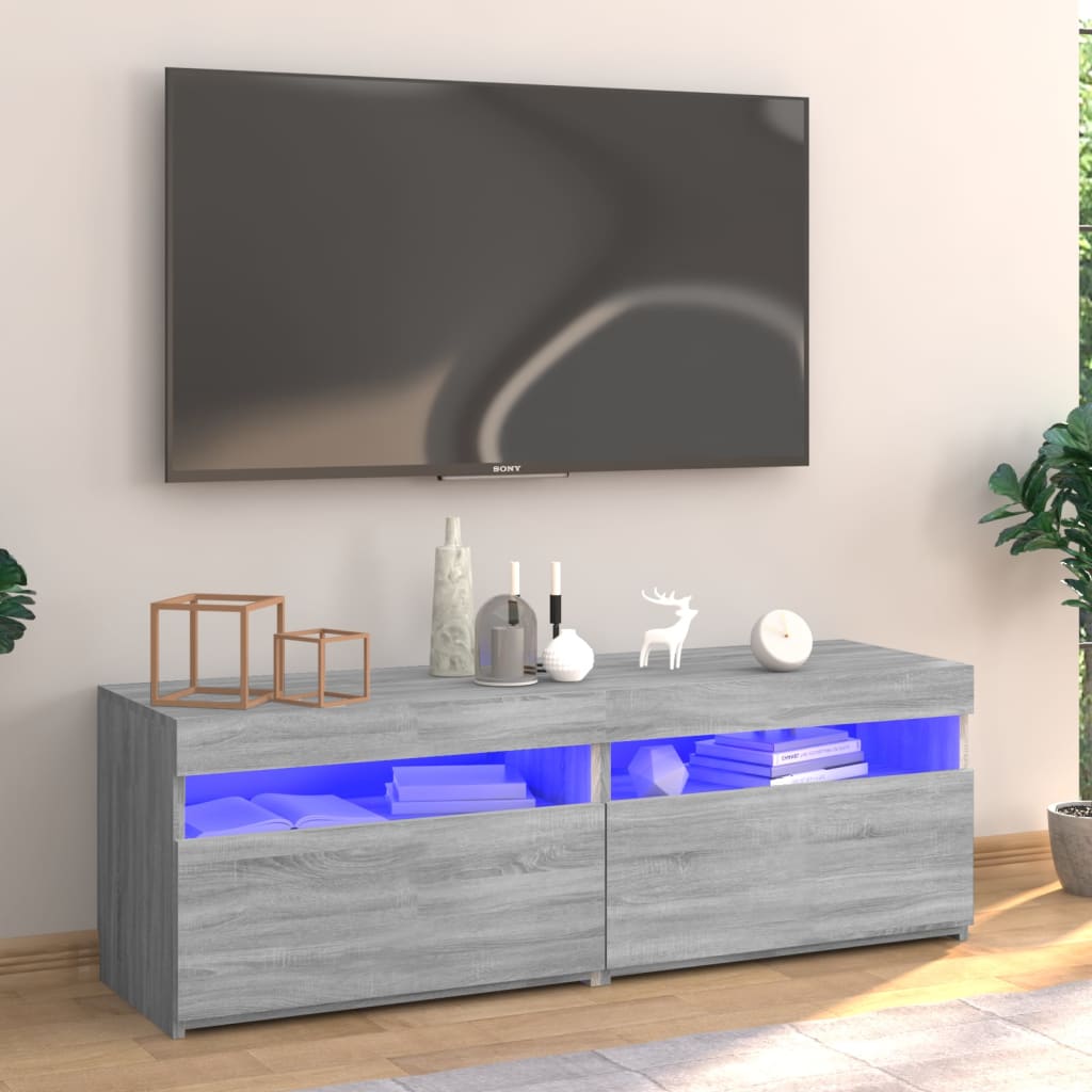 Mueble de TV con luces LED gris Sonoma 120x35x40 cm | Leroy Merlin