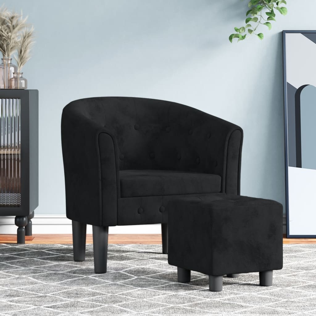 Fauteuil de Salon，Chaise，Fauteuil cabriolet avec repose-pied noir ...