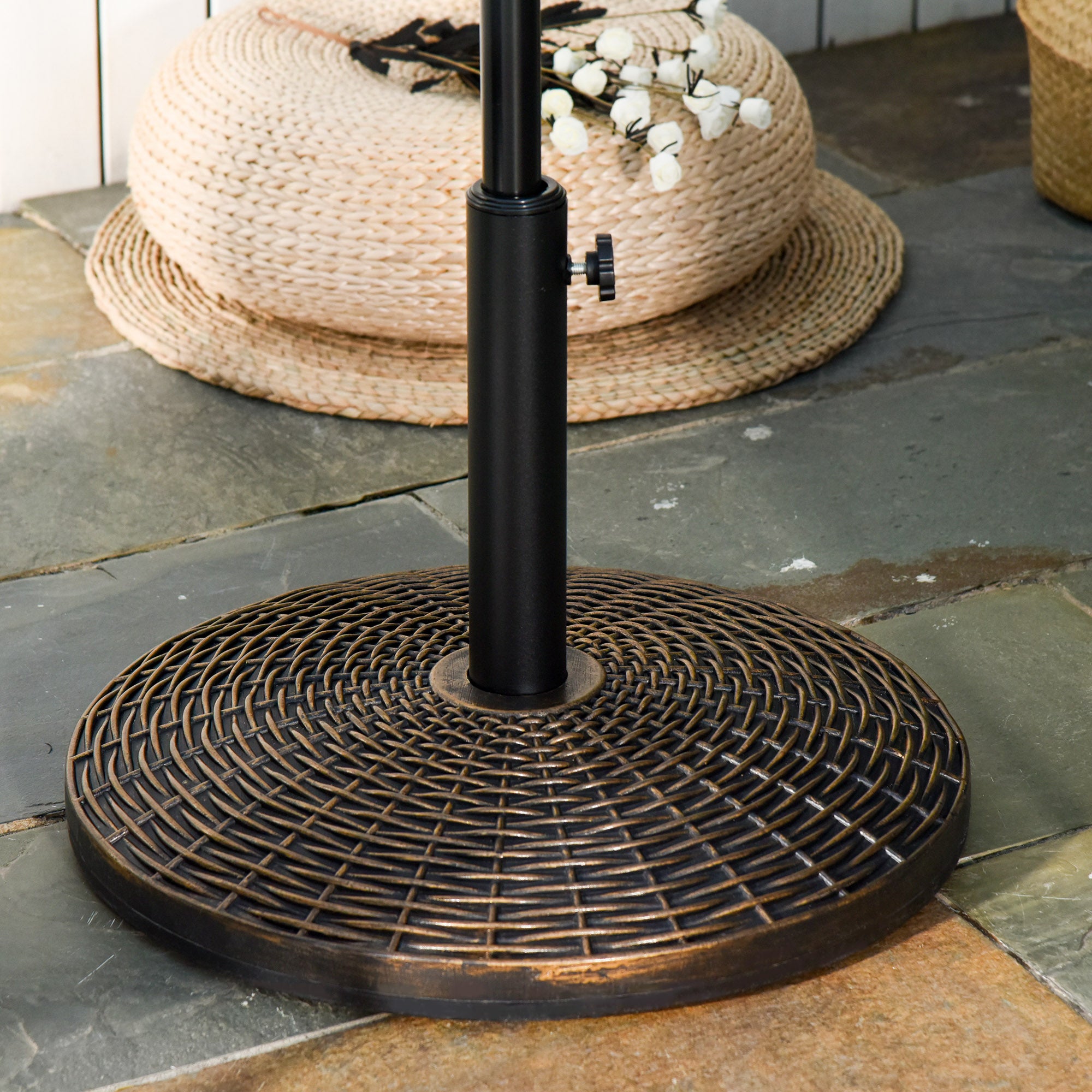 Pied parasol rond base lestage Ø53x40cm poids net 25kg HDPE ciment ...