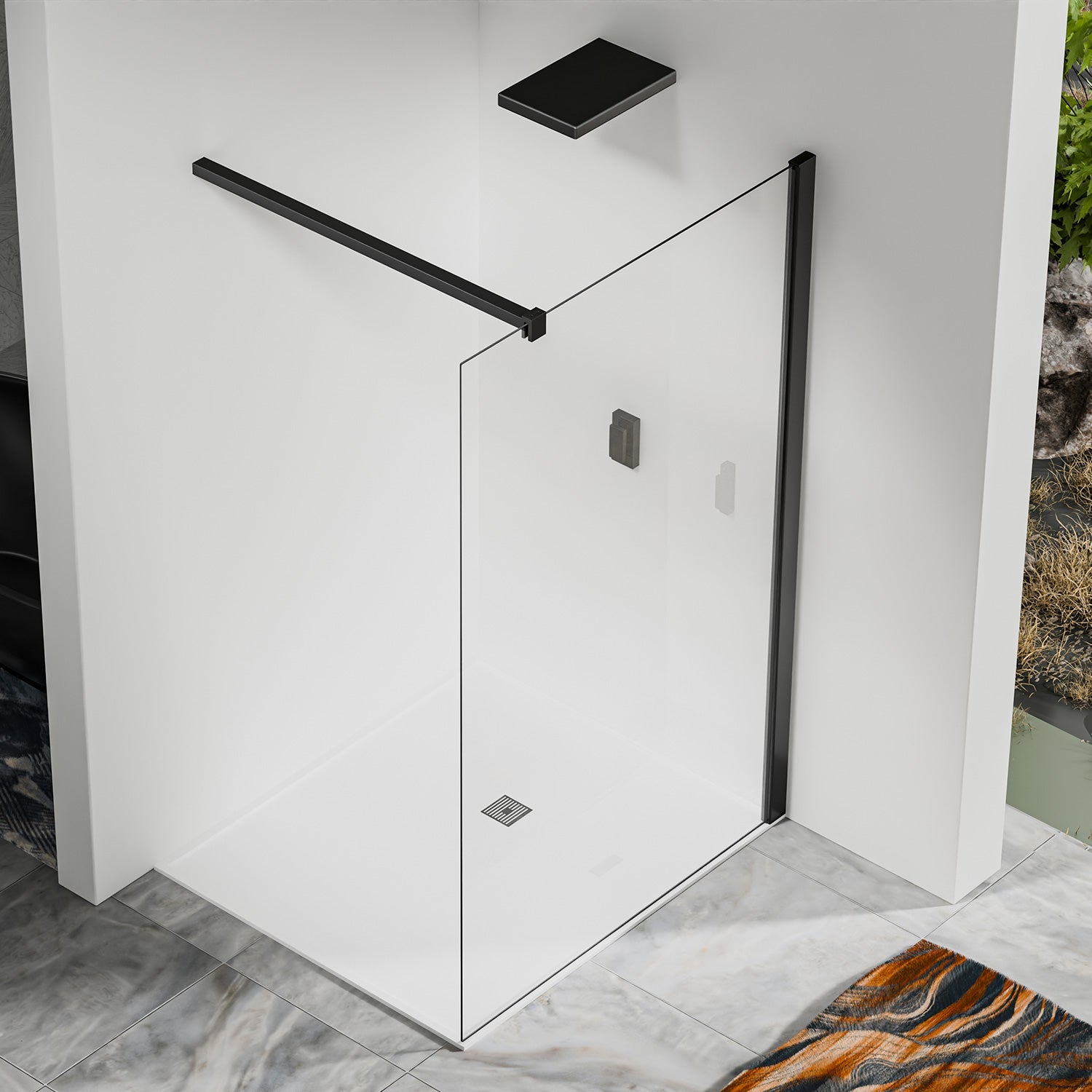 Paroi de douche à l’italienne 110×200 cm - Verre Securit 8 mm - Profilé ...