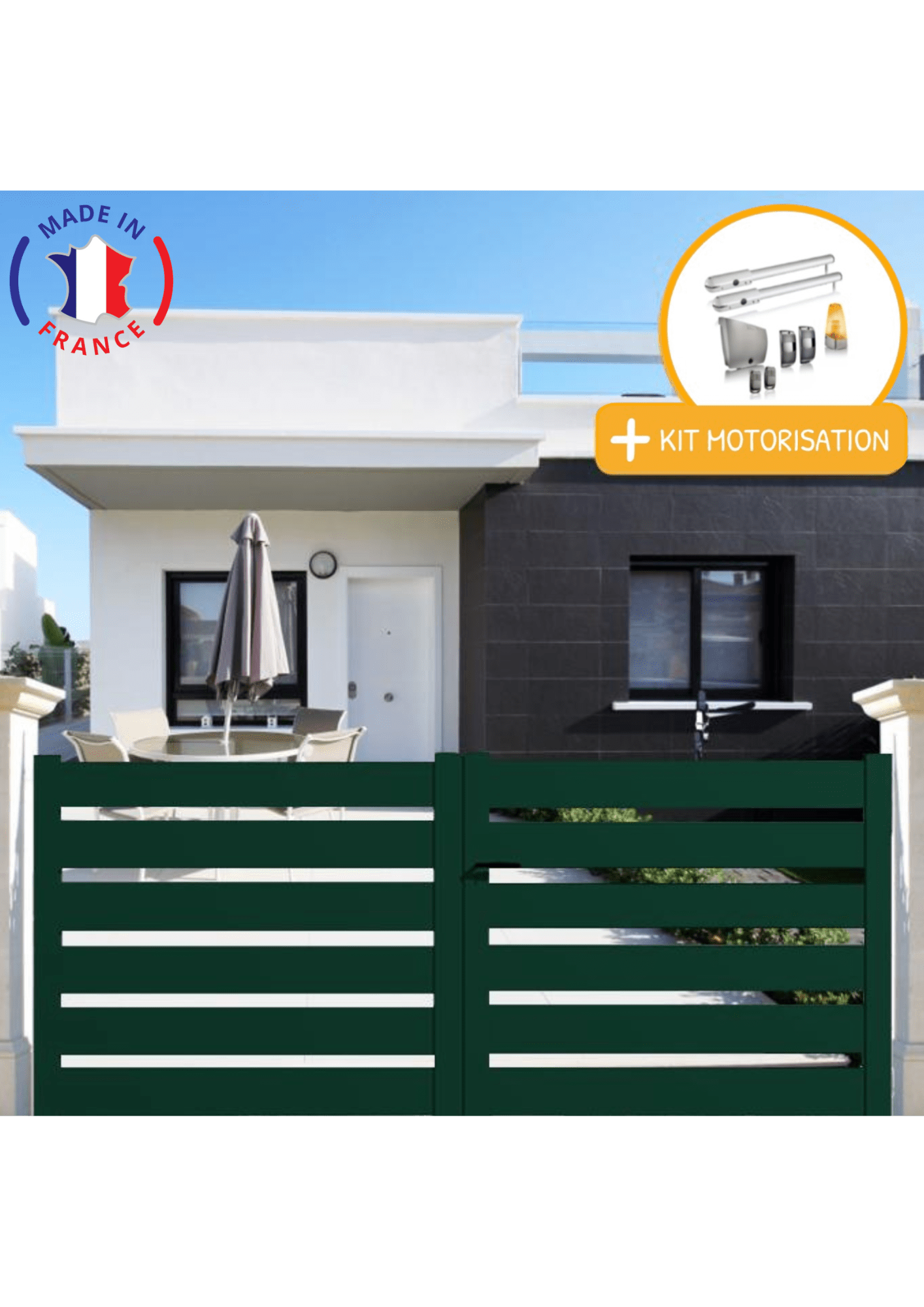 Portail aluminium battant SAH en kit + Motorisation dimensions L.4000 ...