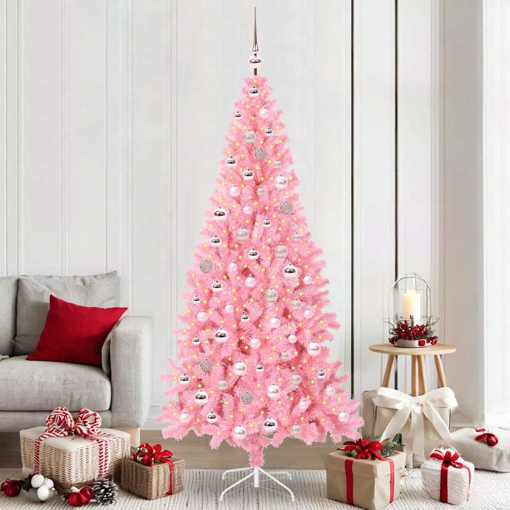 Sapin de Noël avec 300 LED avec support Rose 210 cm PVC | Leroy Merlin