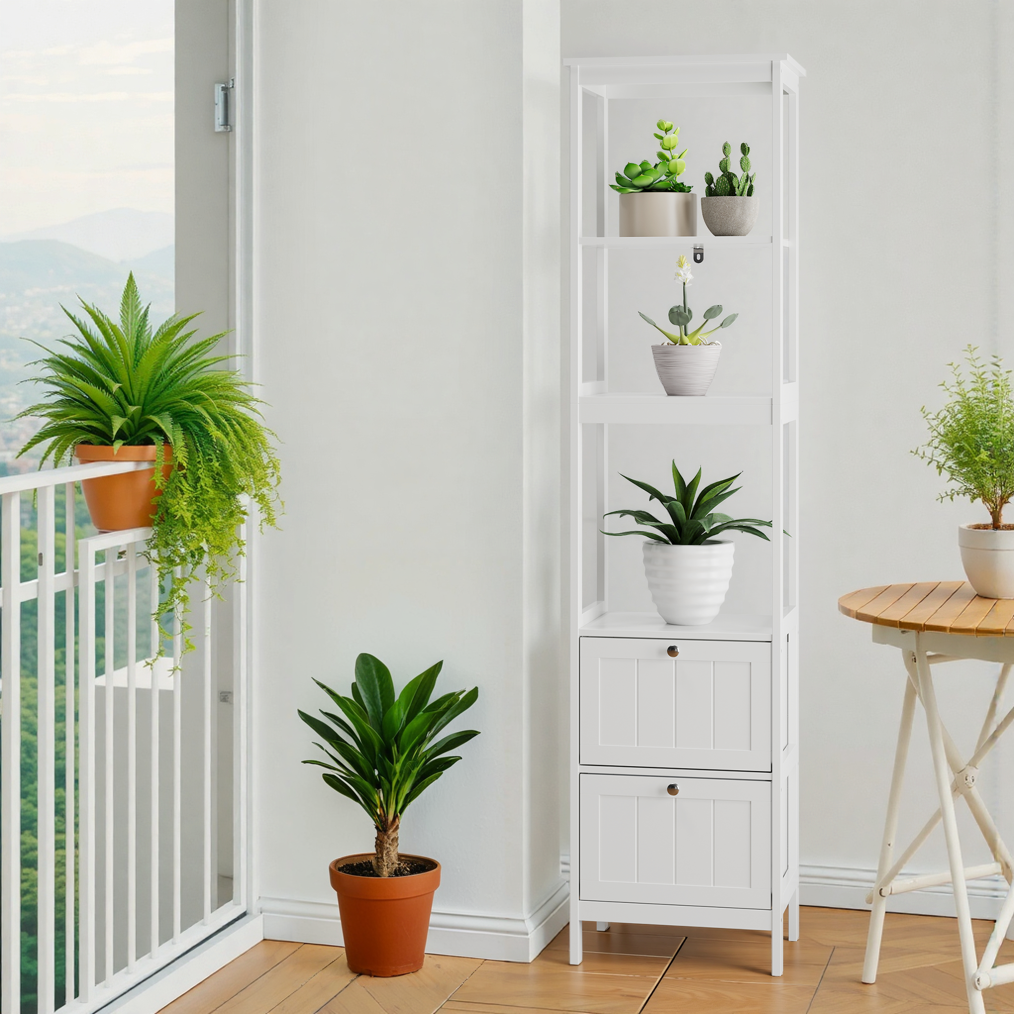 Colonne de Rangement Salle de Bain 40x30x160 cm, Armoire Haute Étroit ...