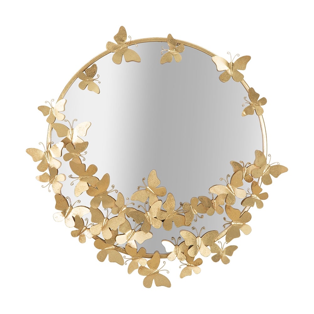 Specchio rotondo da parete dorato con farfalle decorative 74cm ...