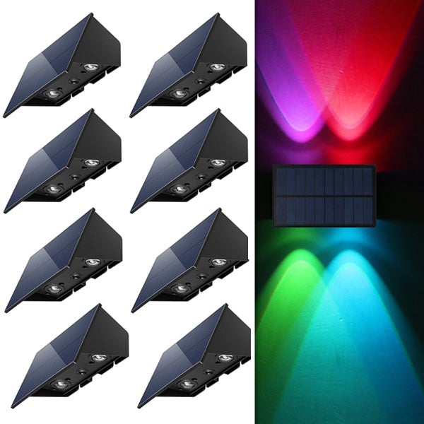 Lampes solaires d'extérieur, lot de 8 lampes murales solaires d'extérieur, lampes solaires haut ...