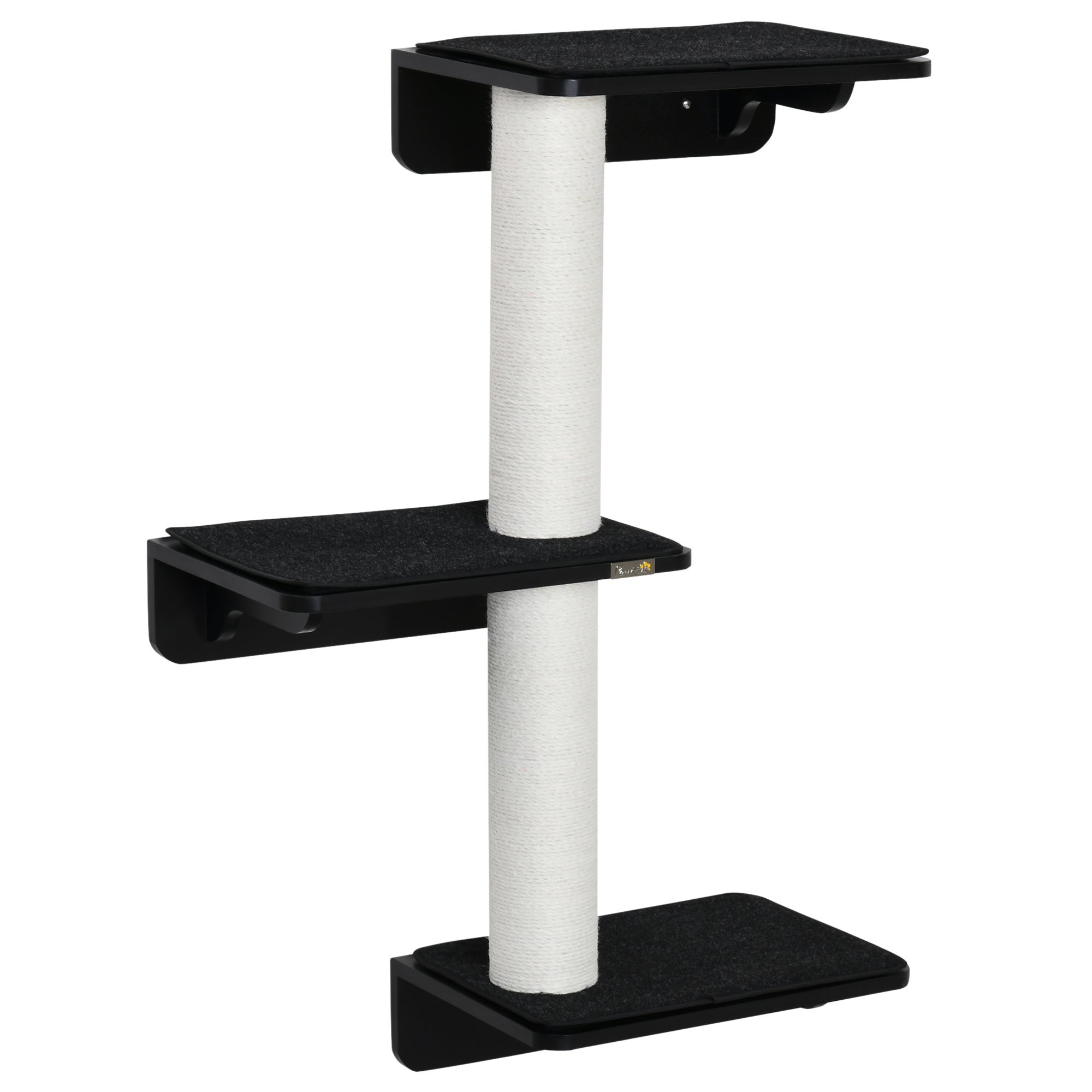 Árbol para Gatos PAWHUT MDF, Yute, Poliéster, PP Negro 63x28x93.5 cm ...