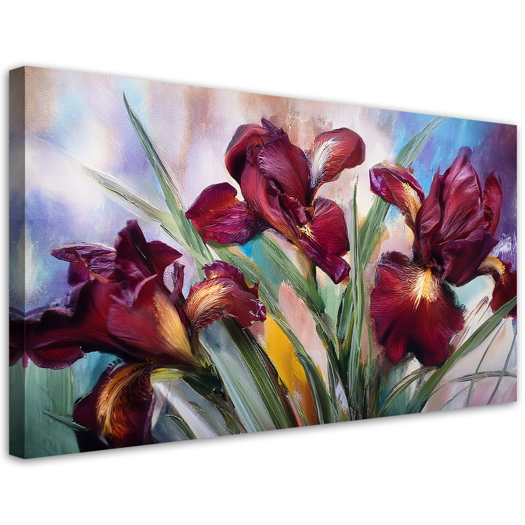 Tableau sur toile Fleurs d'iris rouges peintes 80x40 | Leroy Merlin