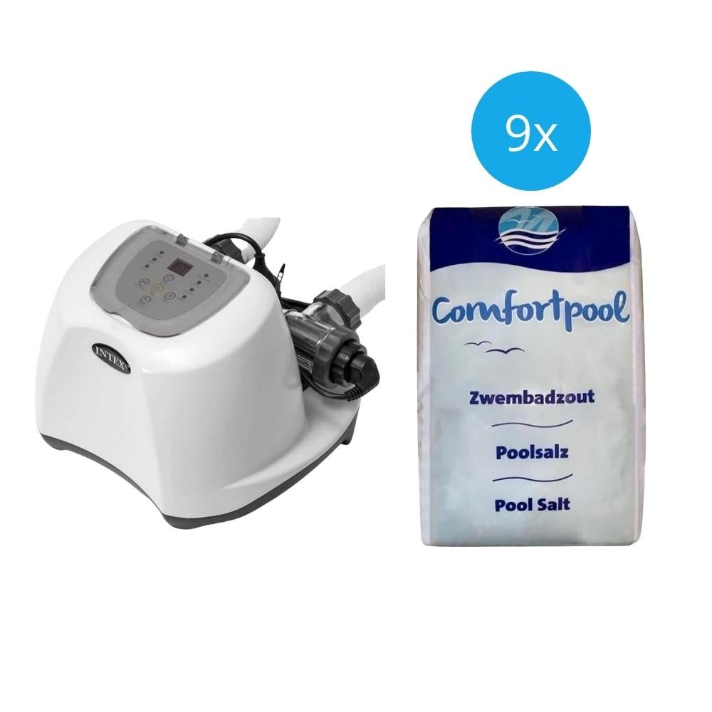 Intex - Système d'eau salée 26670GS & Sel de piscine 180 kg | Leroy Merlin