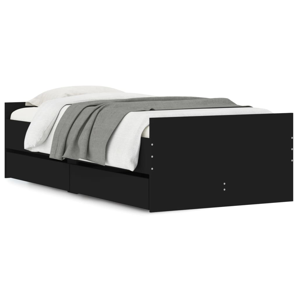 Estructura de cama negra con cajones 90x200 cm — COMFORTXL | Leroy Merlin