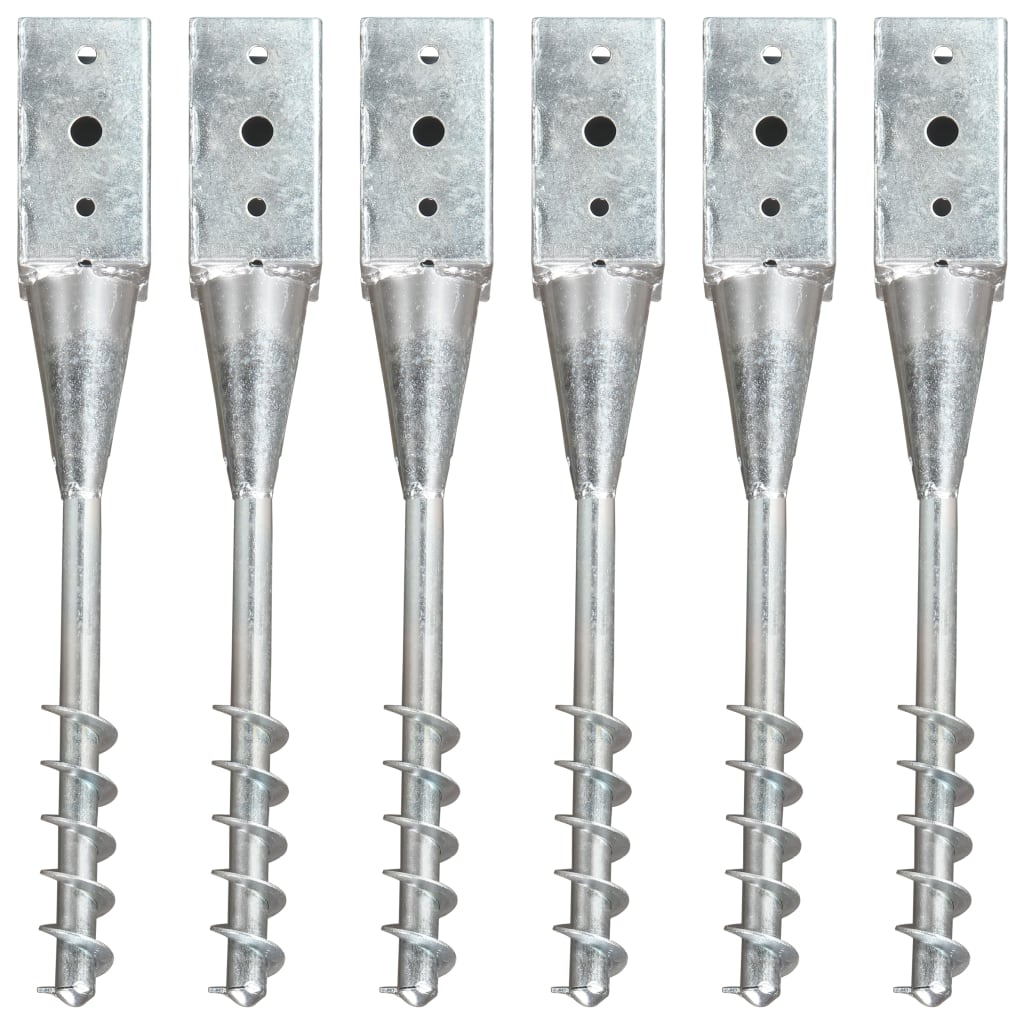 Picas de tierra 6 uds acero galvanizado plateado 10x10x57 cm | Leroy Merlin