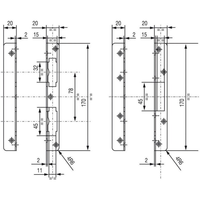 Jeu de gâches équerre pour serrure Trilock Série 5000 bout carré gauche ...