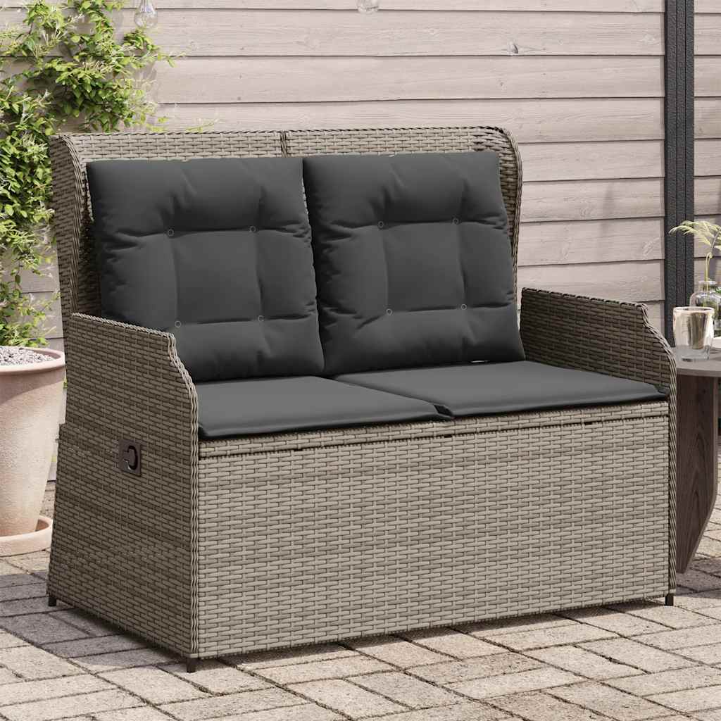 Banc inclinable de avec coussins gris résine tressée | Leroy Merlin