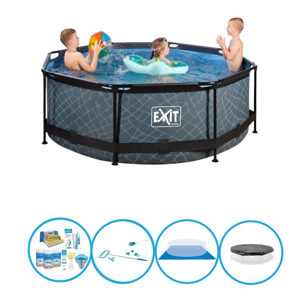 EXIT Piscine Stone Grey - Frame Pool ø244x76cm - Paquet complet | Leroy ...
