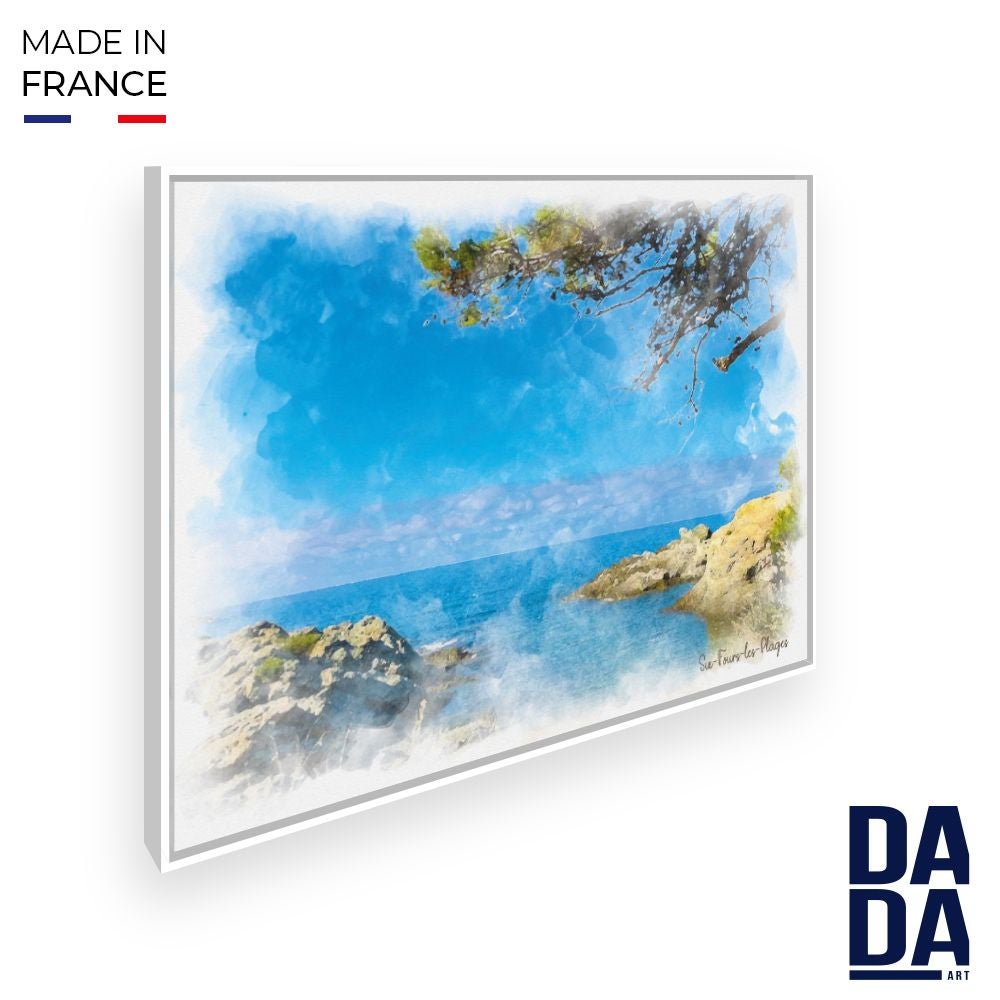 Tableau Côte de Six-fours-les-plages / 45x60cm / Cadre Blanc / Fabriqué ...