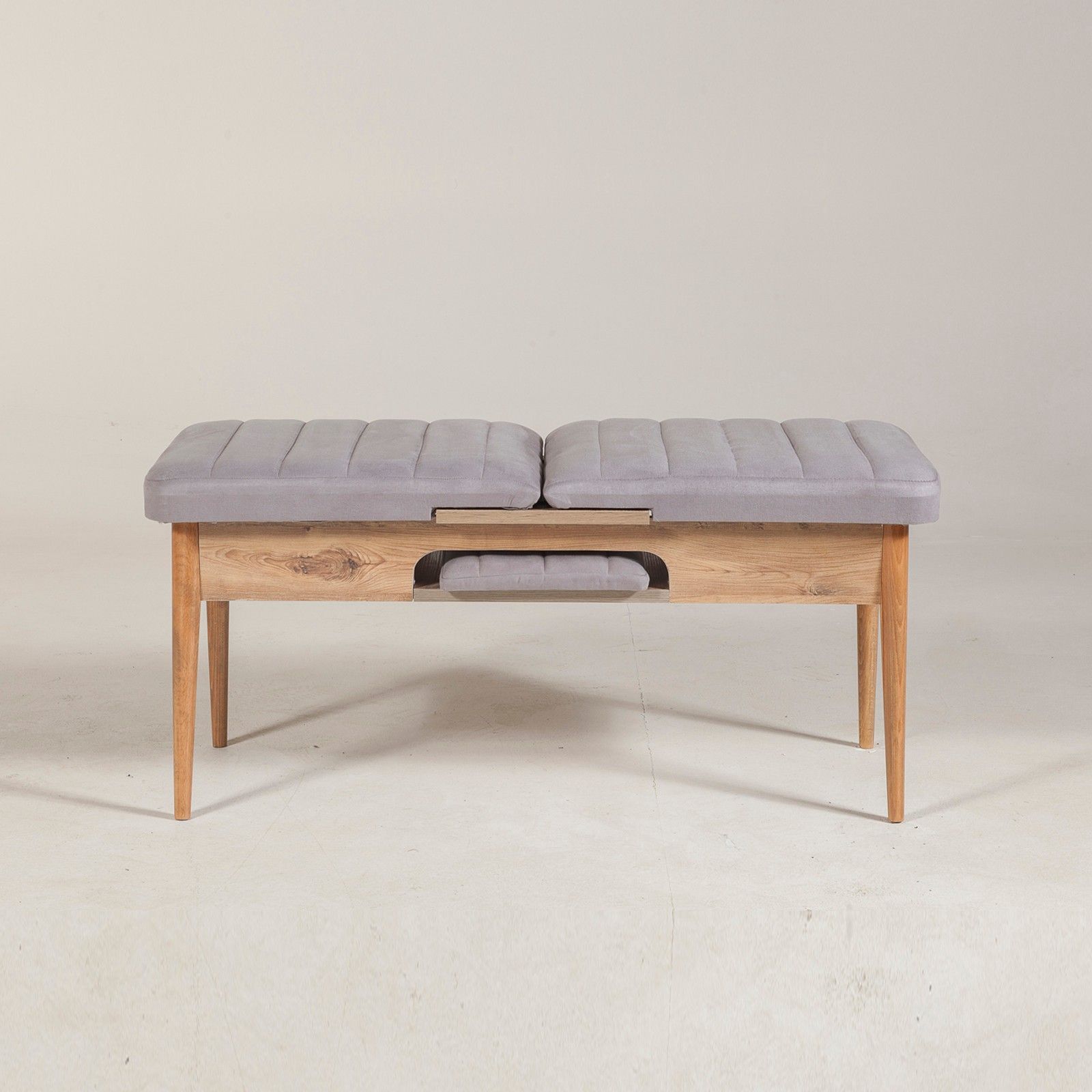 Banc capitonné Scamnum Bois Bois et Taupe | Leroy Merlin