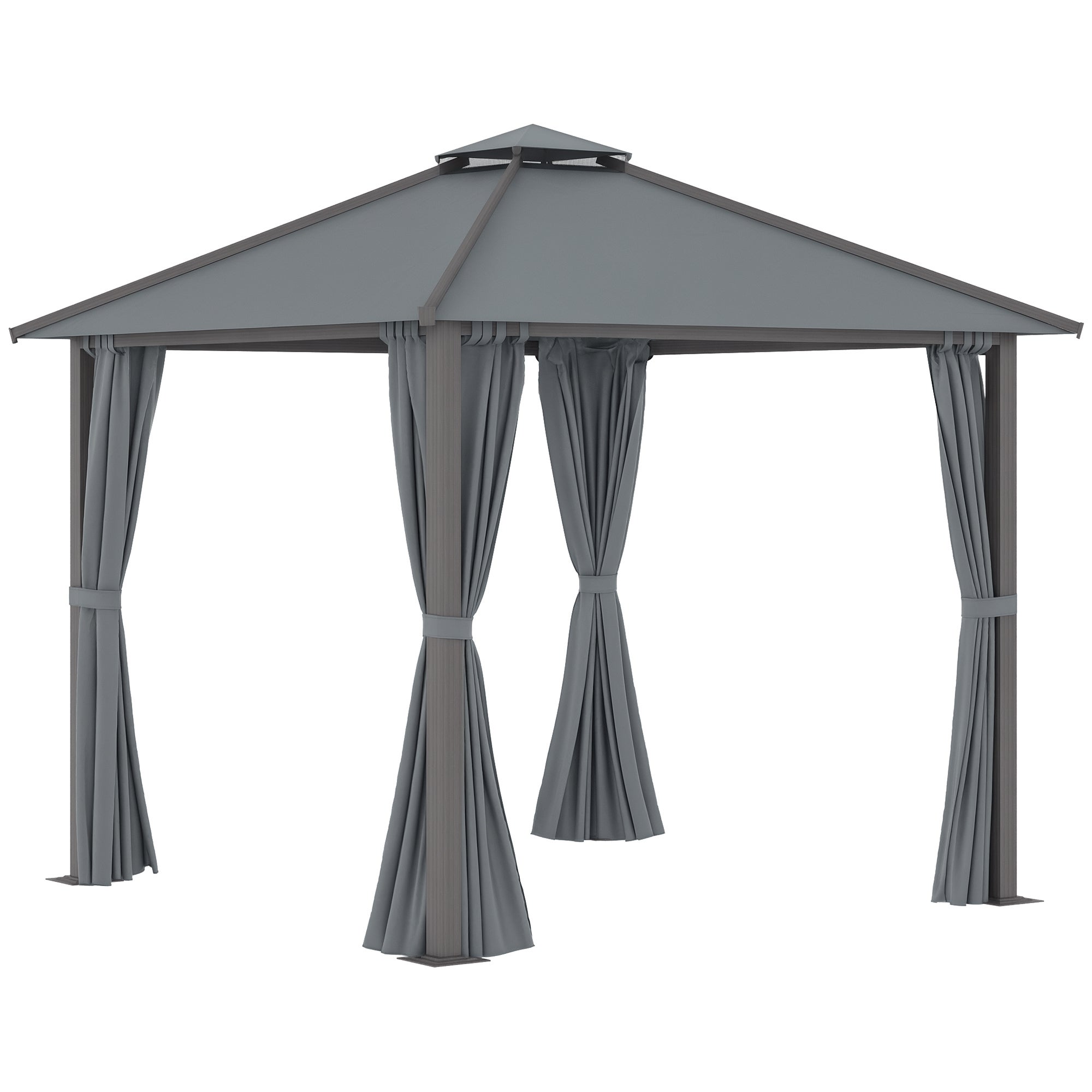 Tonnelle jardin terrasse 4 panneaux latéraux double toit protection ...