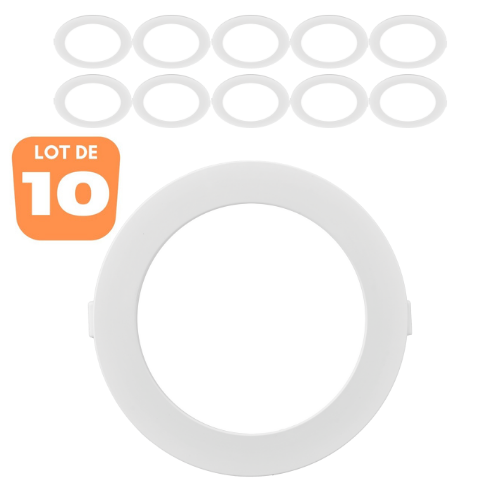 Lot de 10 Dalles LED rondes extra plates 12W 3000K Ø170mm IP40 | Leroy ...