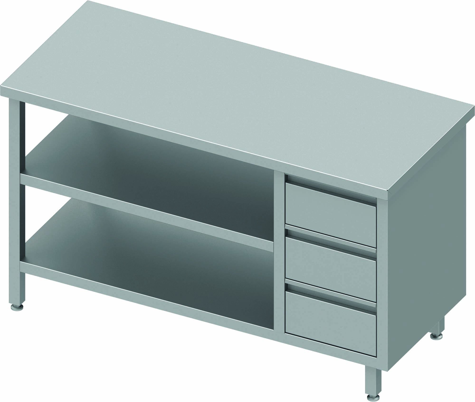 Table de Travail Inox - 3 Tiroirs & 2 Etagères à Gauche - Gamme 700 ...