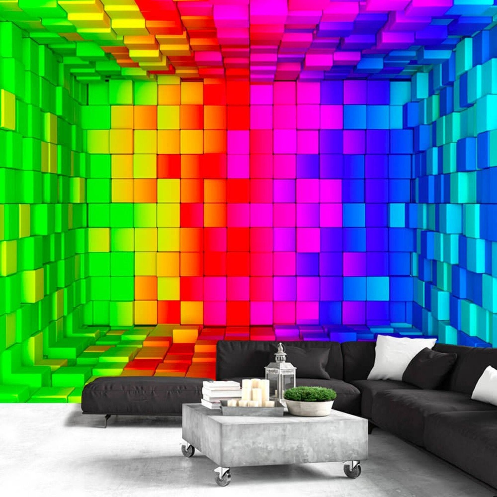 Papier peint cube arc-en-ciel - 150 x 105 cm | Leroy Merlin