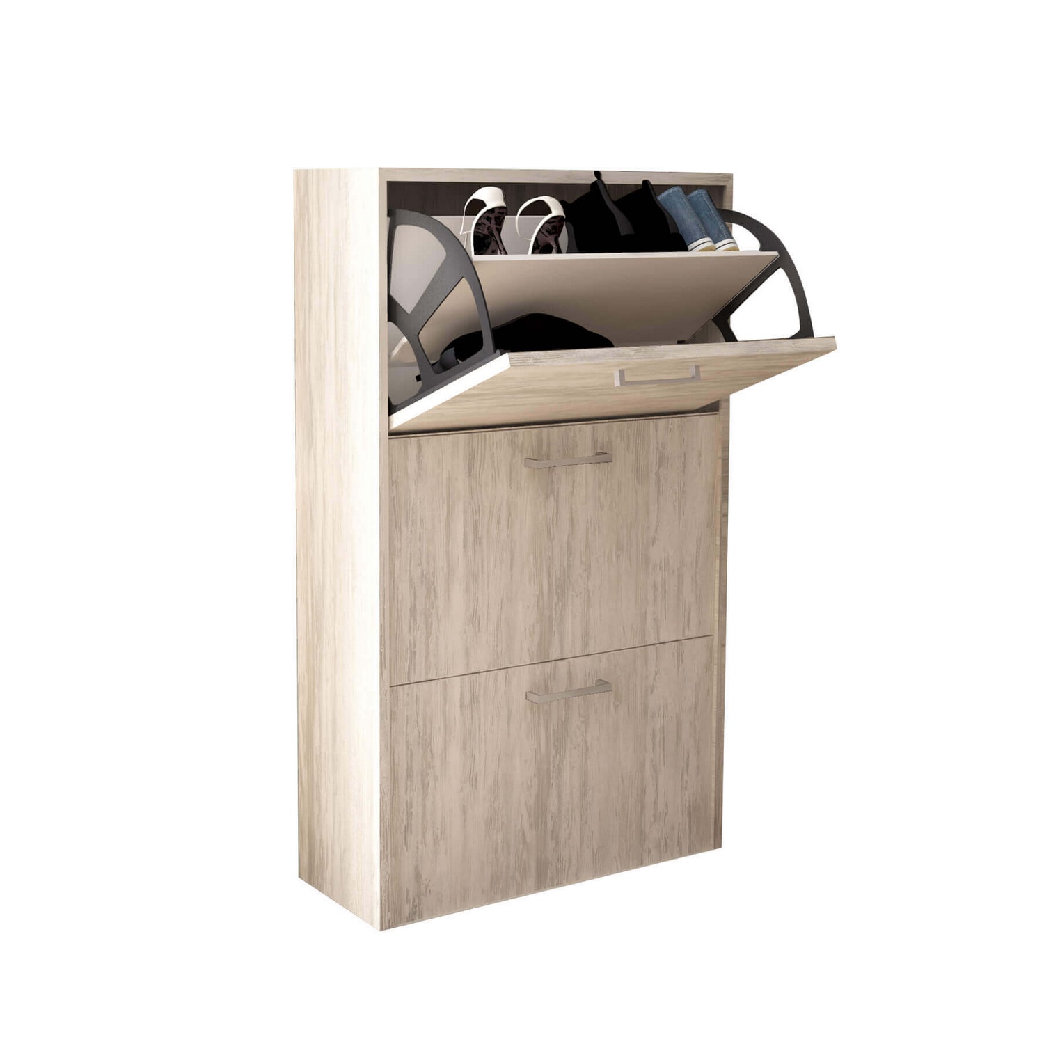 Mobile scarpiera 3 ante "MOLLY", Legno, Rovere chiaro 59x25x105cm ...