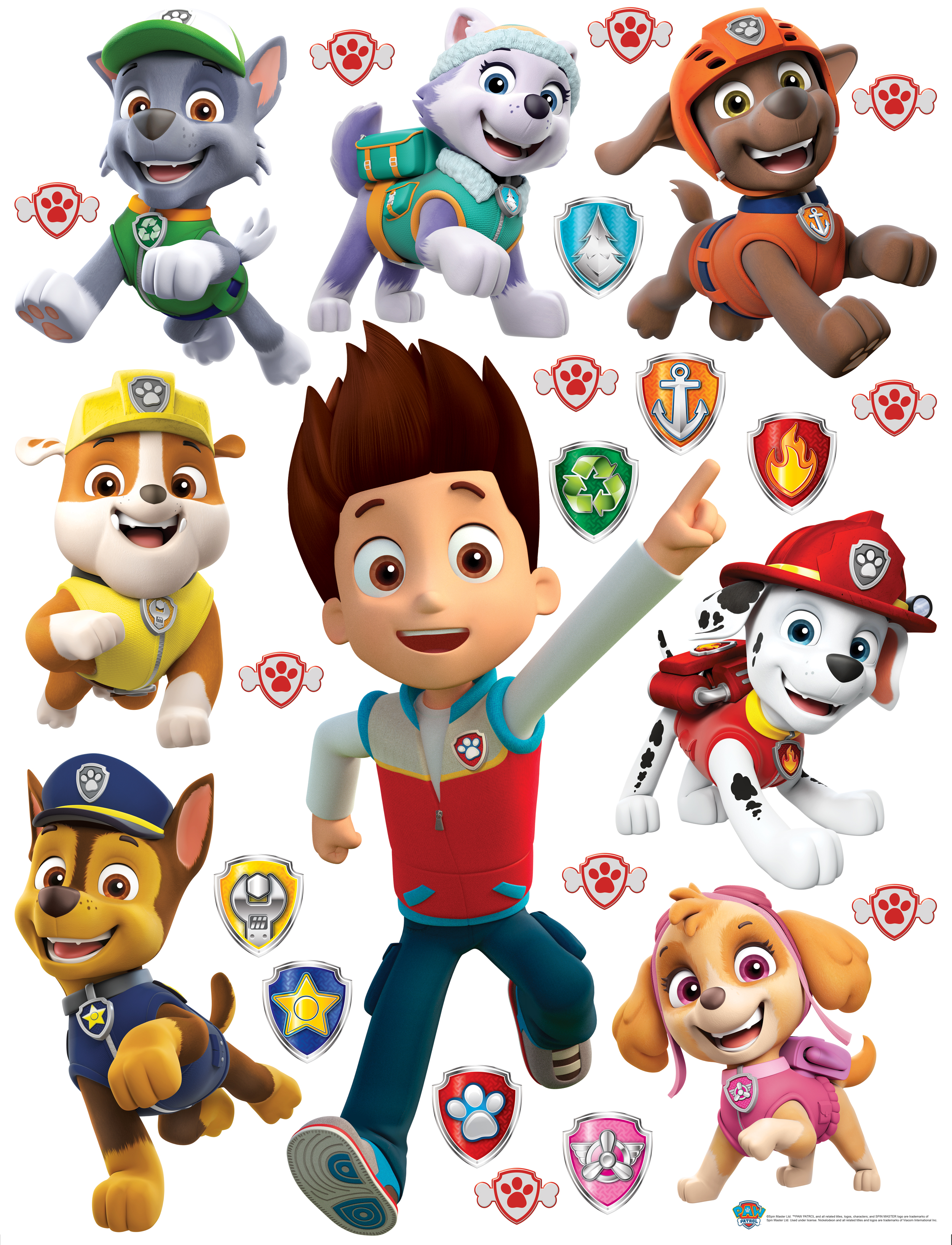 Sticker Décoratif PAW Patrol - La Pat' Patrouille rouge, jaune et vert ...