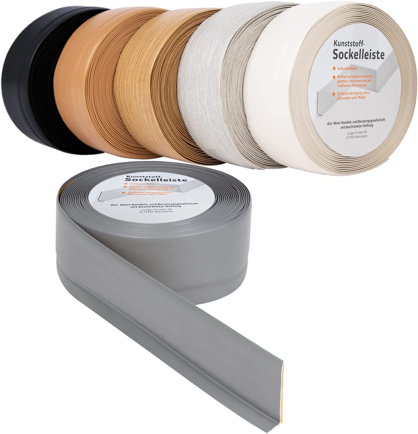 KARAT >Plinthe auto-adhésive, 50 x 15 mm, Gris, L = 25 m, Plinthe de cuisine, Plinthe PVC ...