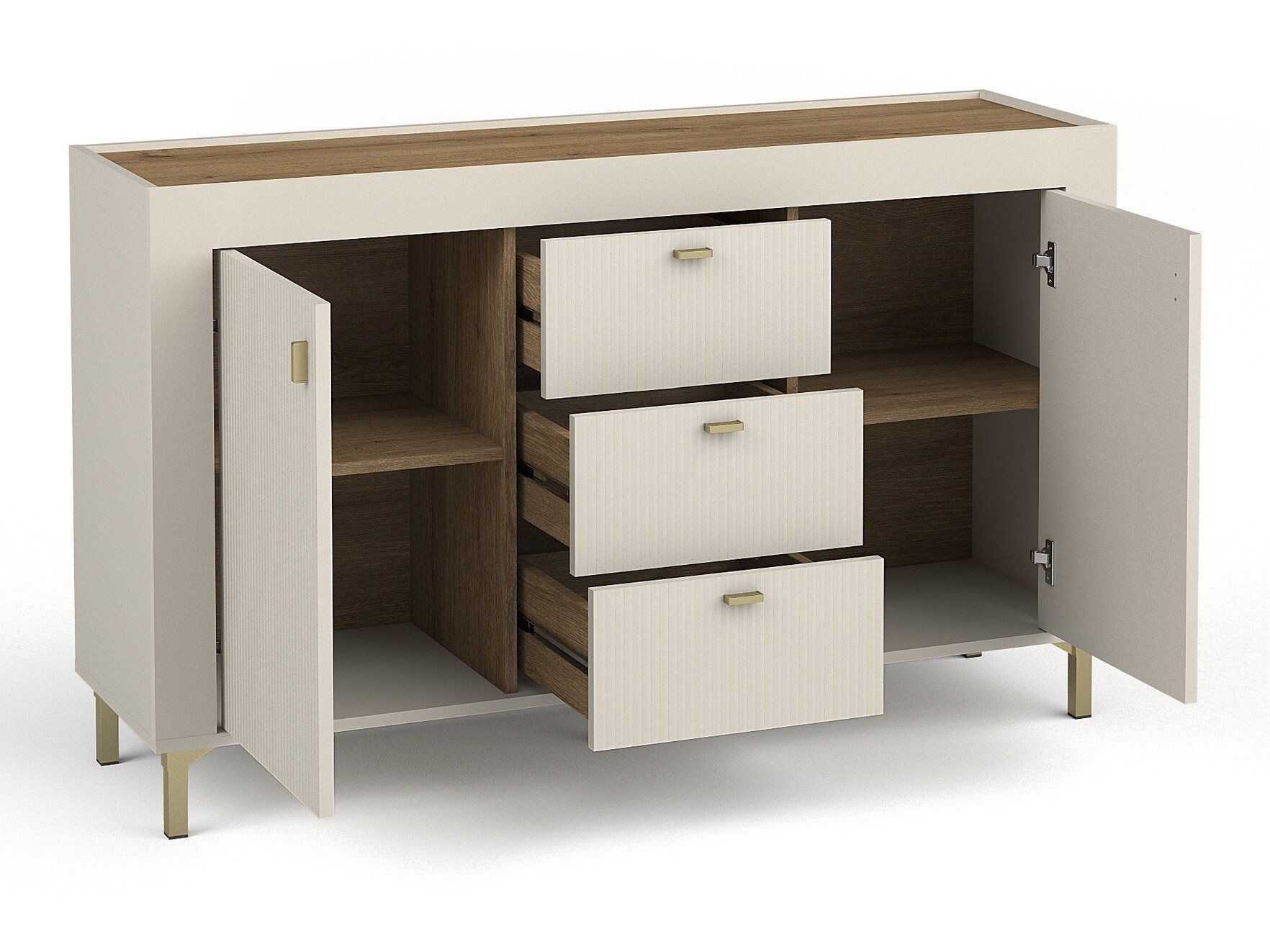 Commode Mormavu 103, Cachemire, Chêne, Tiroirs et portes, 84x138x40cm ...